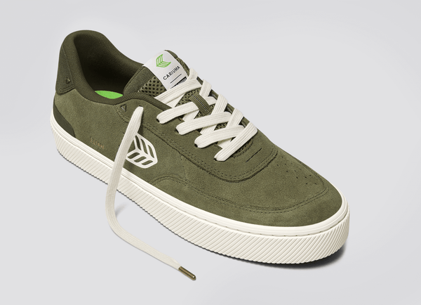 CARIUMA Men & Women LUAN PRO Olive Green Suede Ivory Logo Sneaker – C A ...
